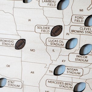 Custom Football Stadium Map, NFL Stadium Map, Pro Football Stadium ...