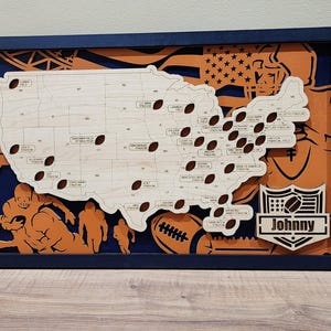 Custom Football Stadium Tracker Map, NFL Gift - Etsy