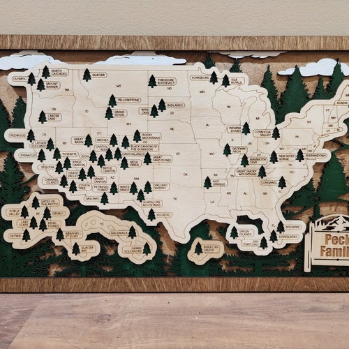 US National Parks Travel Map Gift for Hikers Personalized - Etsy