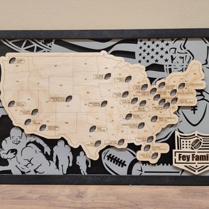 Custom Football Stadium Map, NFL Stadium Map, Pro Football Stadium ...