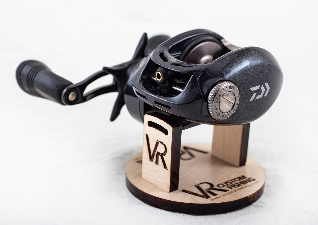 Maple Wood Fishing Reel Display Stand: Custom Engraved Collector Stand ...