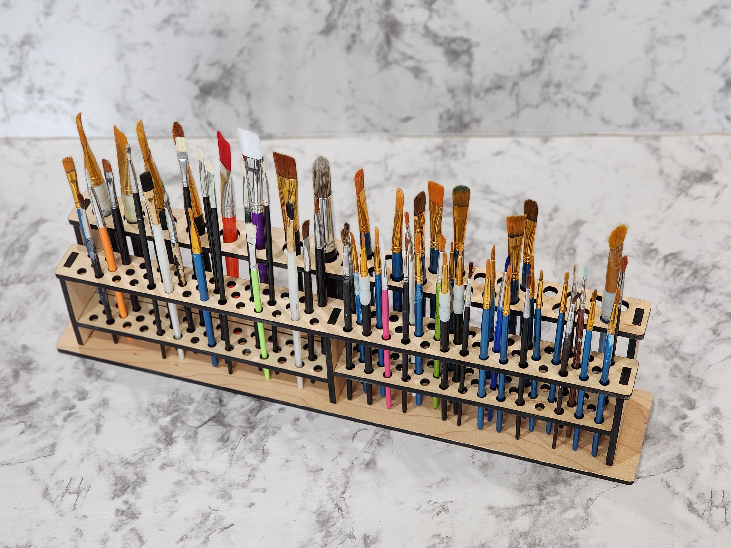 Custom Wooden Paint Brush Holder: Art Supply Desk Organizer - Etsy