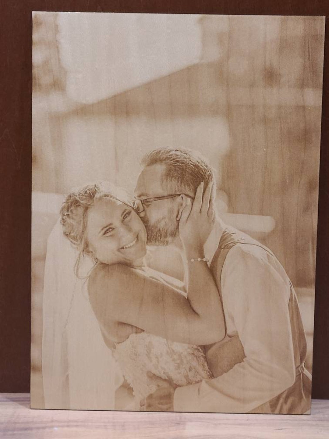 Laser Engraved Wood Photo: Personalized Maple Portrait With Easel - Etsy