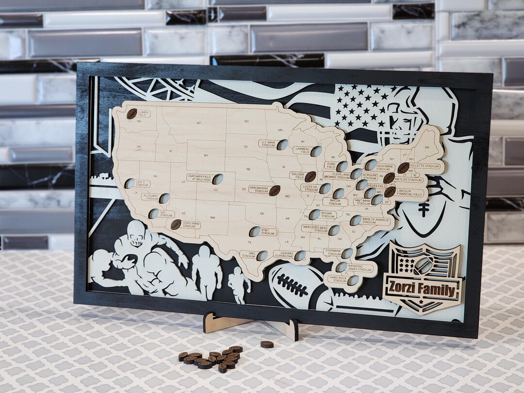 Custom Football Stadium Tracker Map, NFL Gift - Etsy