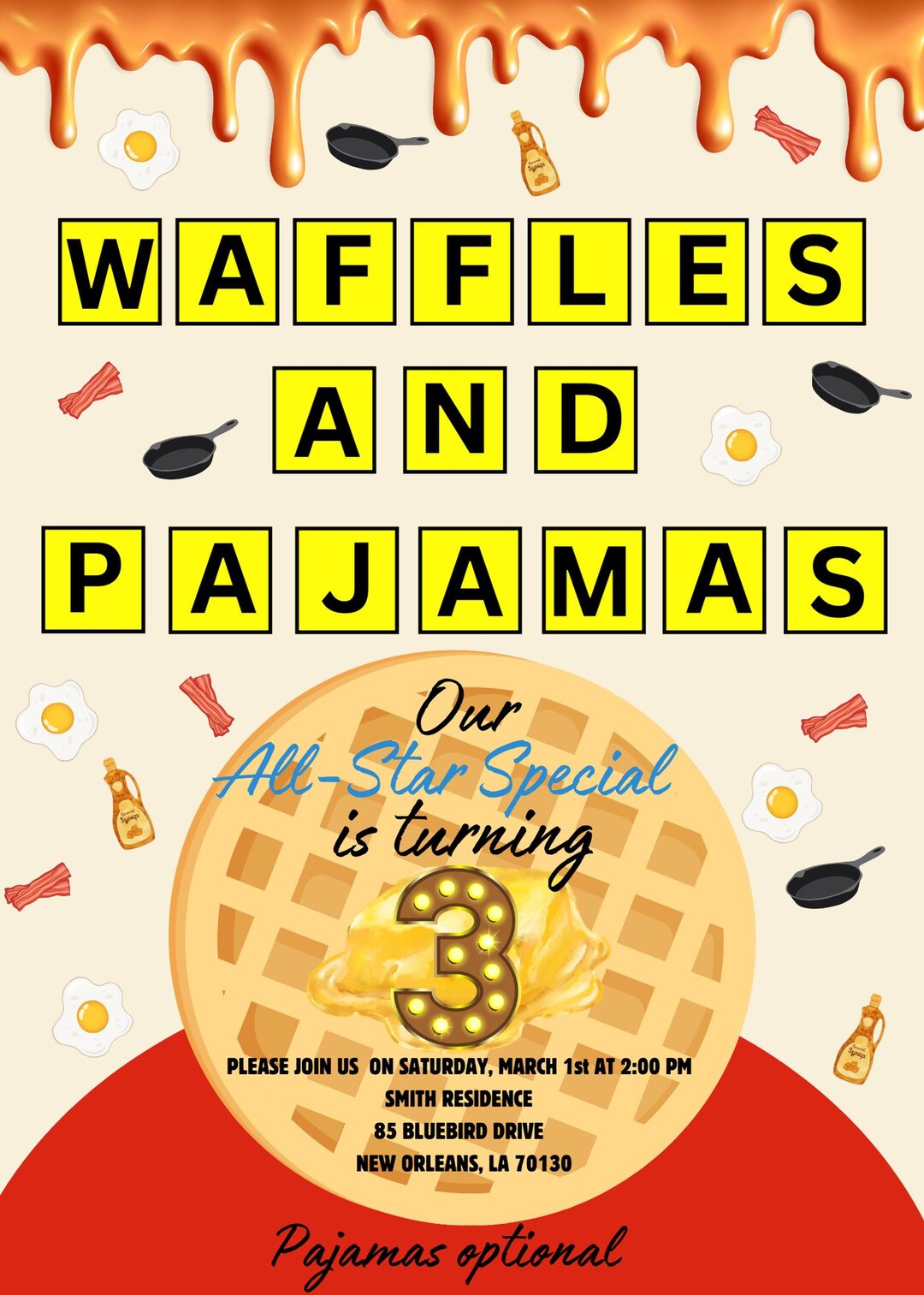Waffle House Birthday Invitation - Etsy
