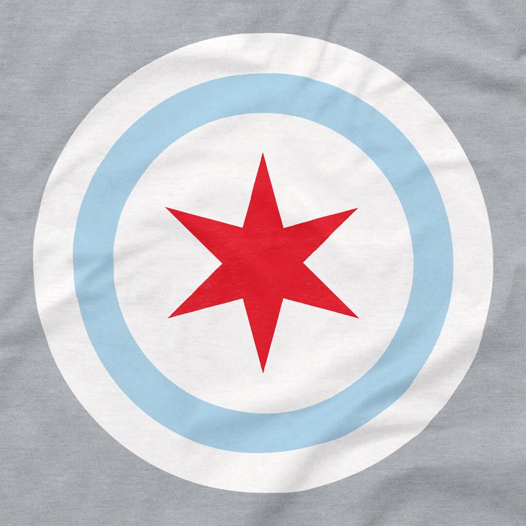 Chicago Flag Shirt Red Star Brand Logo Captain America White Circle ...