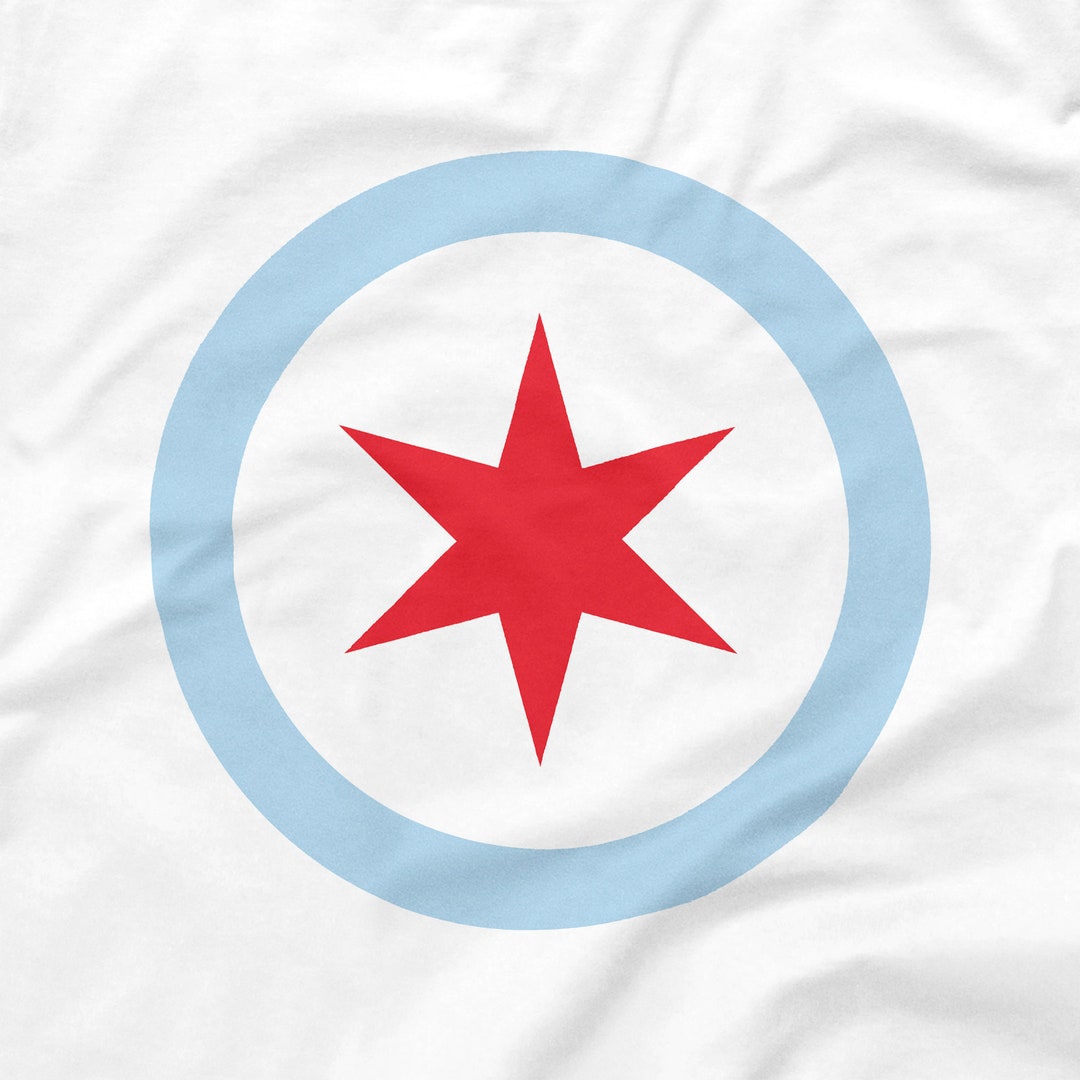 Chicago Flag Shirt Red Star Brand Logo Captain America Circle Blue Ring ...