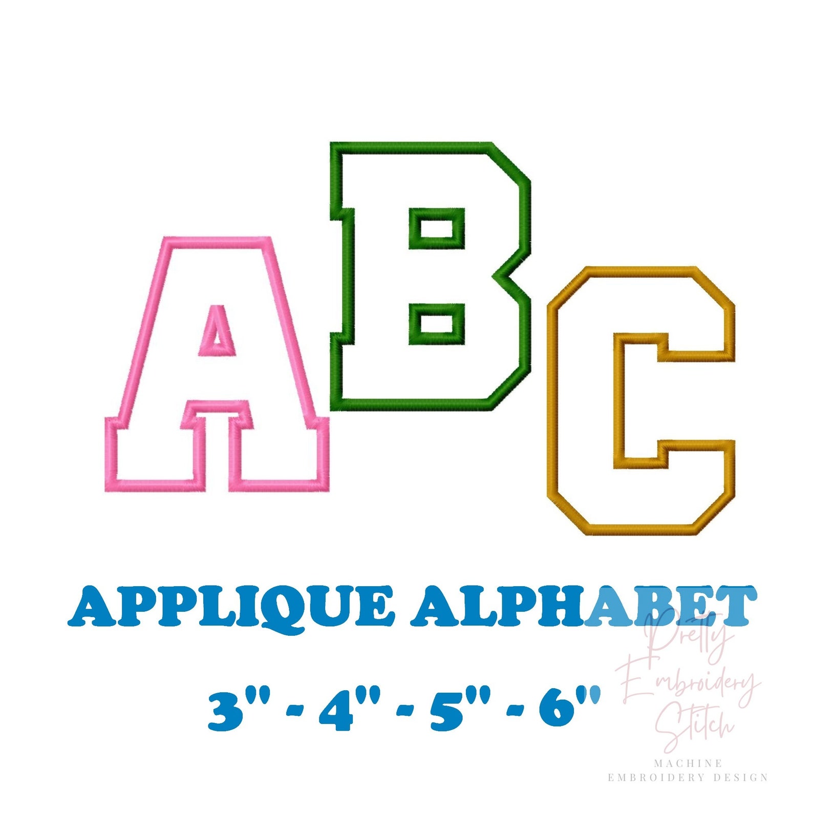 Alphabet Applique Design 4 Sizes Machine Embroidery Design File - Etsy