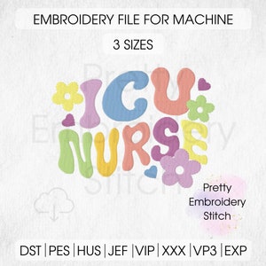 ICU Nurse Embroidery Design - 3 Sizes 8 Formats - Etsy