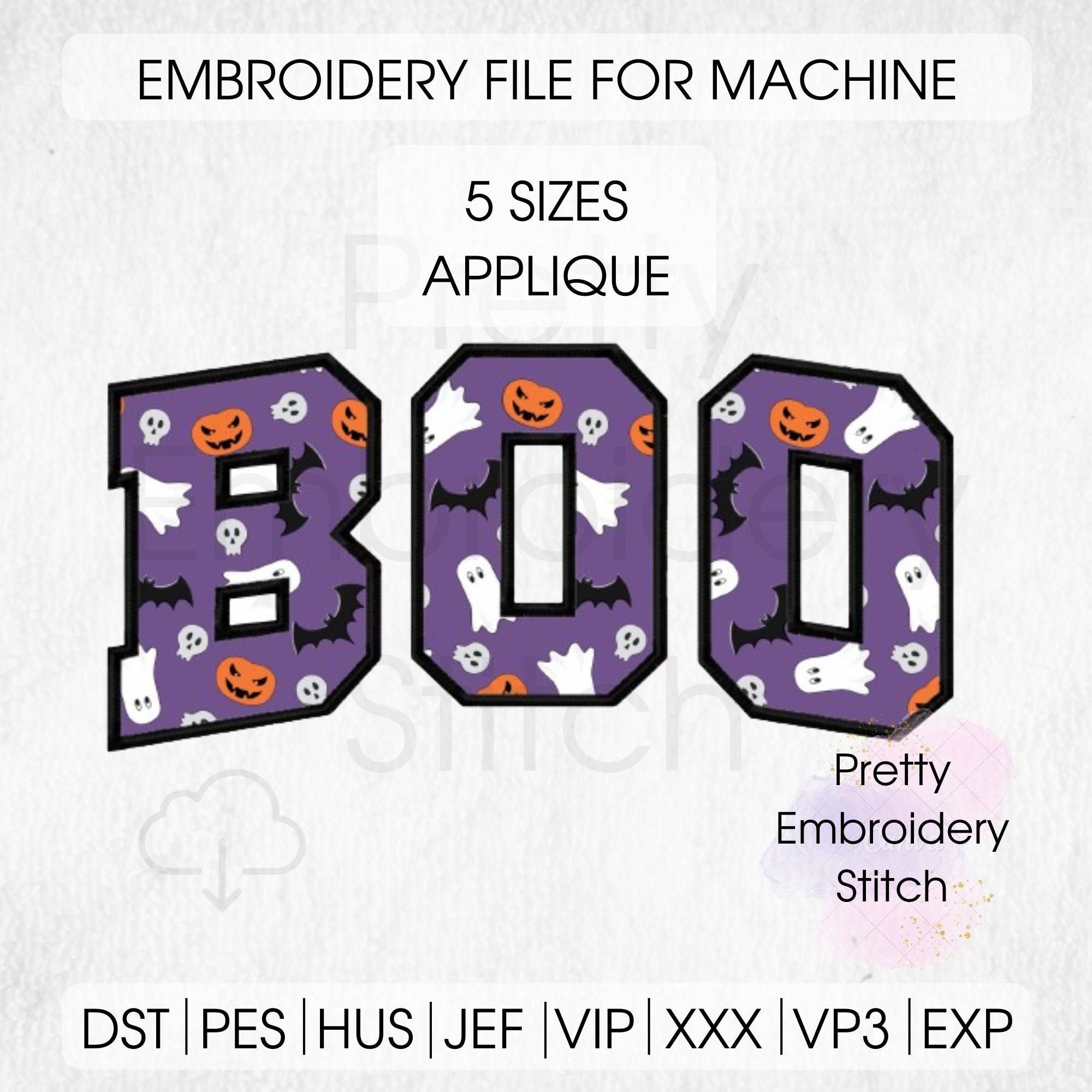 BOO Arched Applique Four Sizes 5x7, 8x8, 6x10, 8x12, 9X14 Hoop - 5 ...