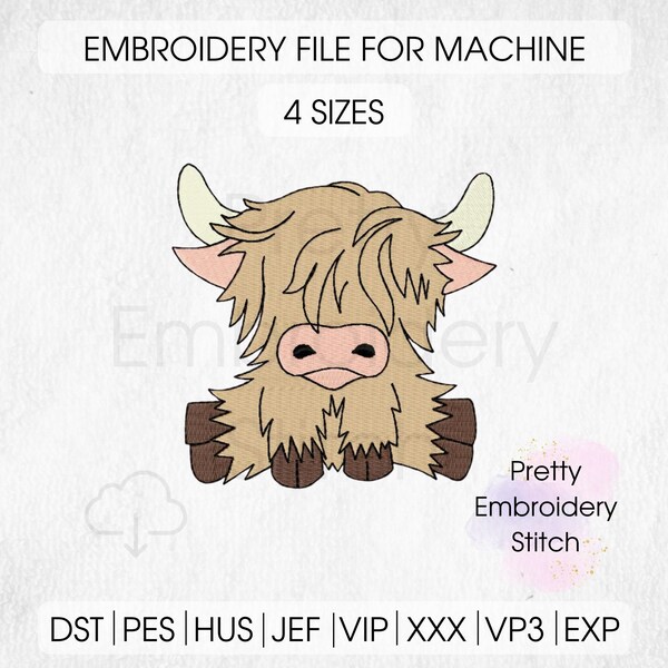 Highland Cow Embroidery Design - Etsy