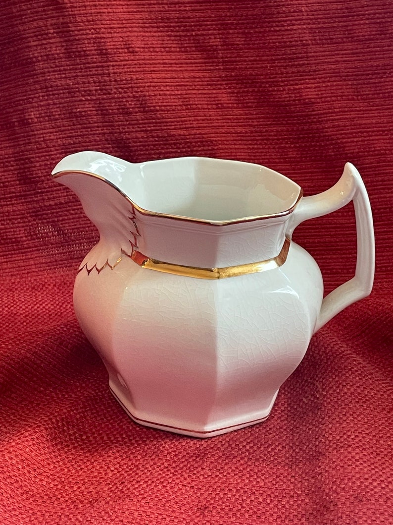 Vtg White and Gold Whieldon Ware by F. Winkle & Co. England Creamer or ...
