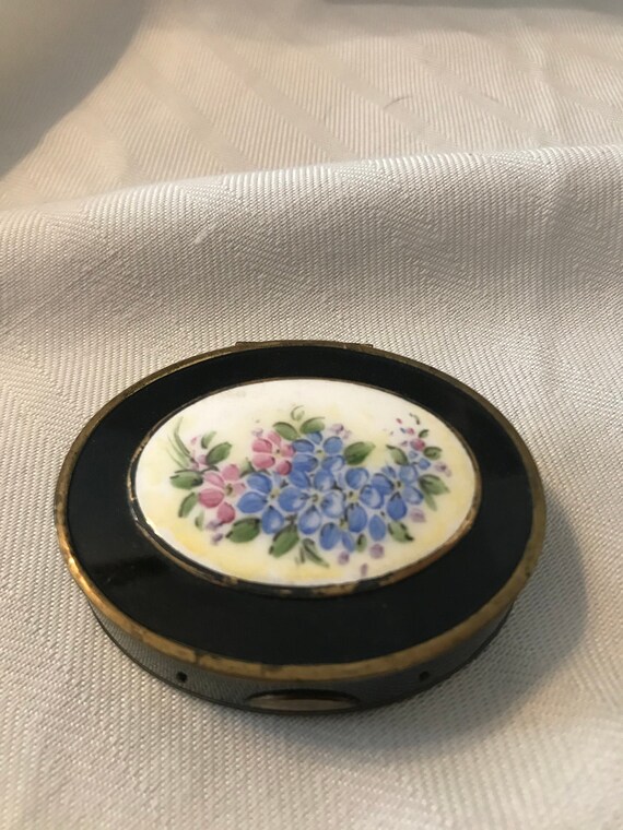 VINTAGE Enamel and Metal Floral Compact | Etsy
