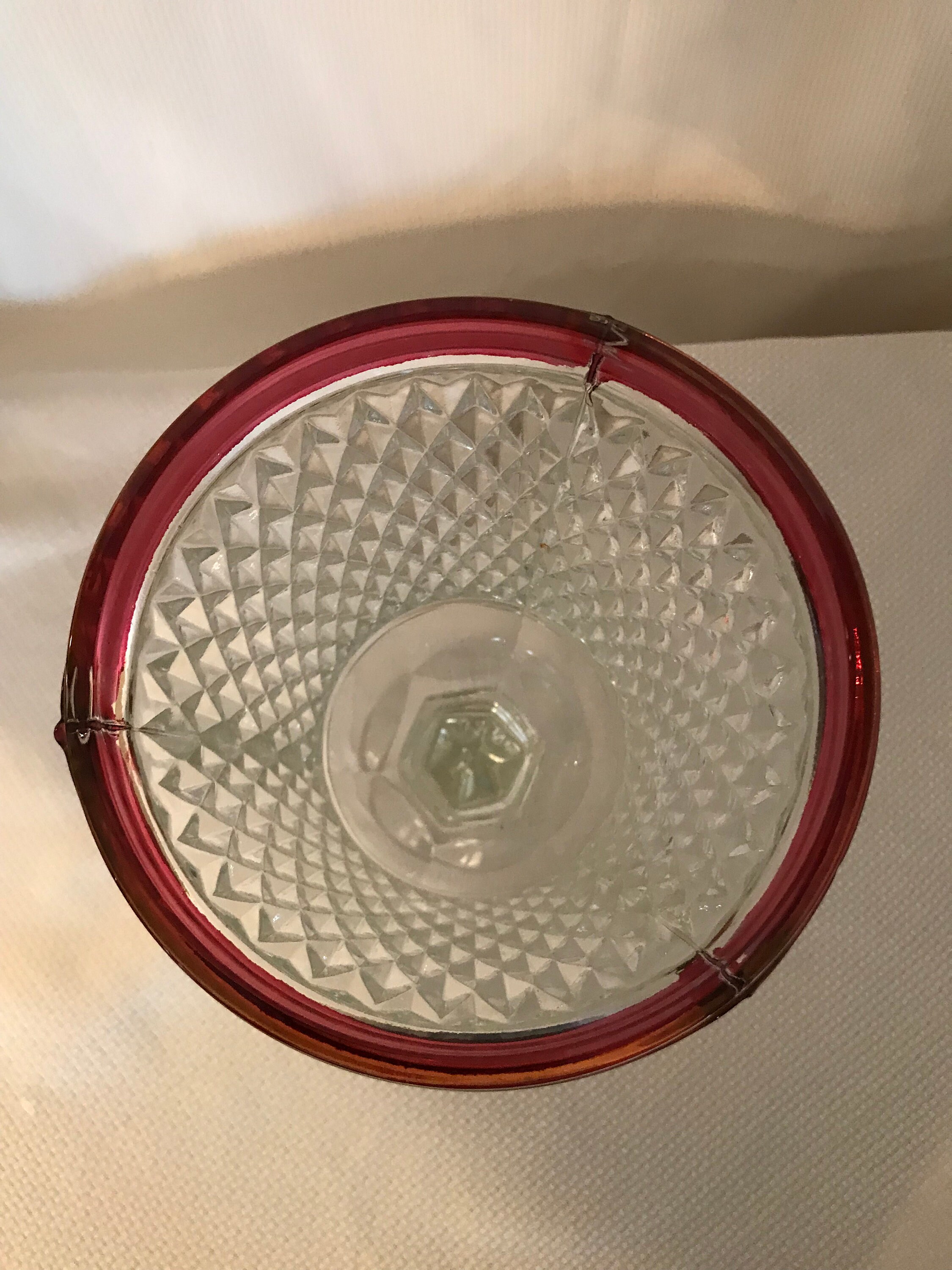 Vintage Indiana Glass Diamond Point Cranberry/ruby Flash - Etsy