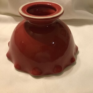 Longaberger Pottery, Red Footed Bowl, 7" Diameter, Scalloped/ruffled ...