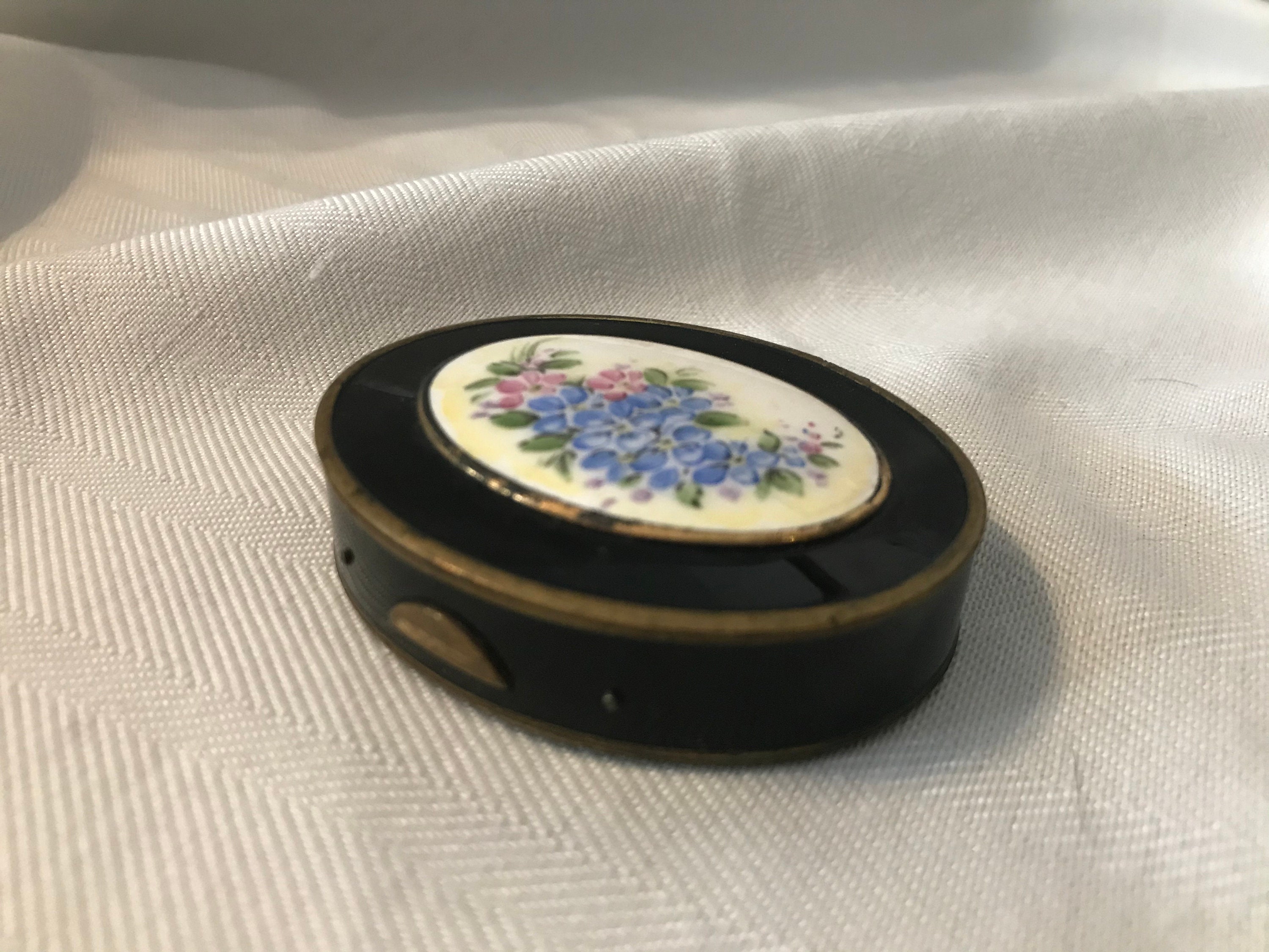 VINTAGE Enamel and Metal Floral Compact - Etsy
