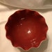 Longaberger Pottery, Red Footed Bowl, 7" Diameter, Scalloped/ruffled ...