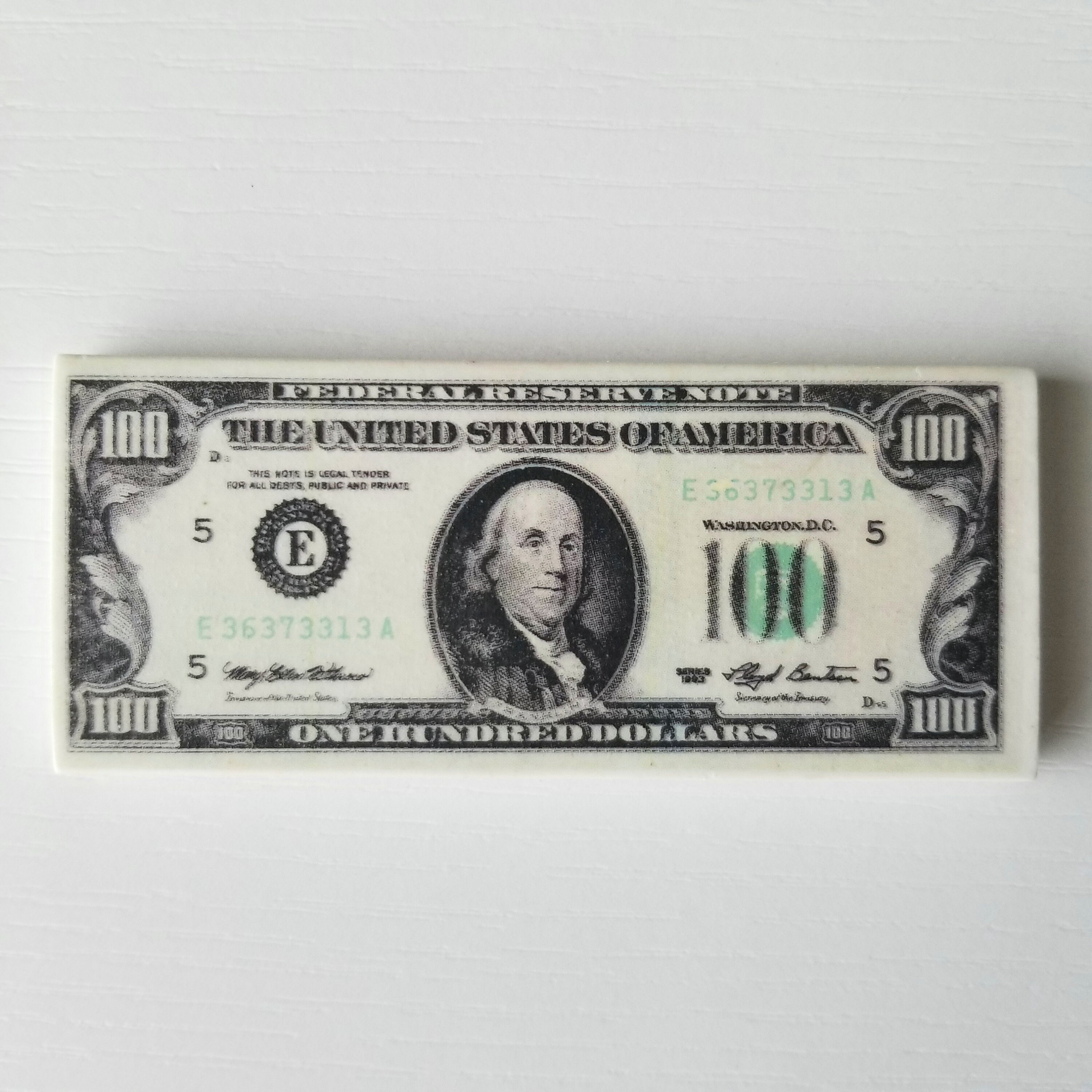 Hundred Dollar Bill Eraser, Vintage, Large Bank Note USD Novelty School ...