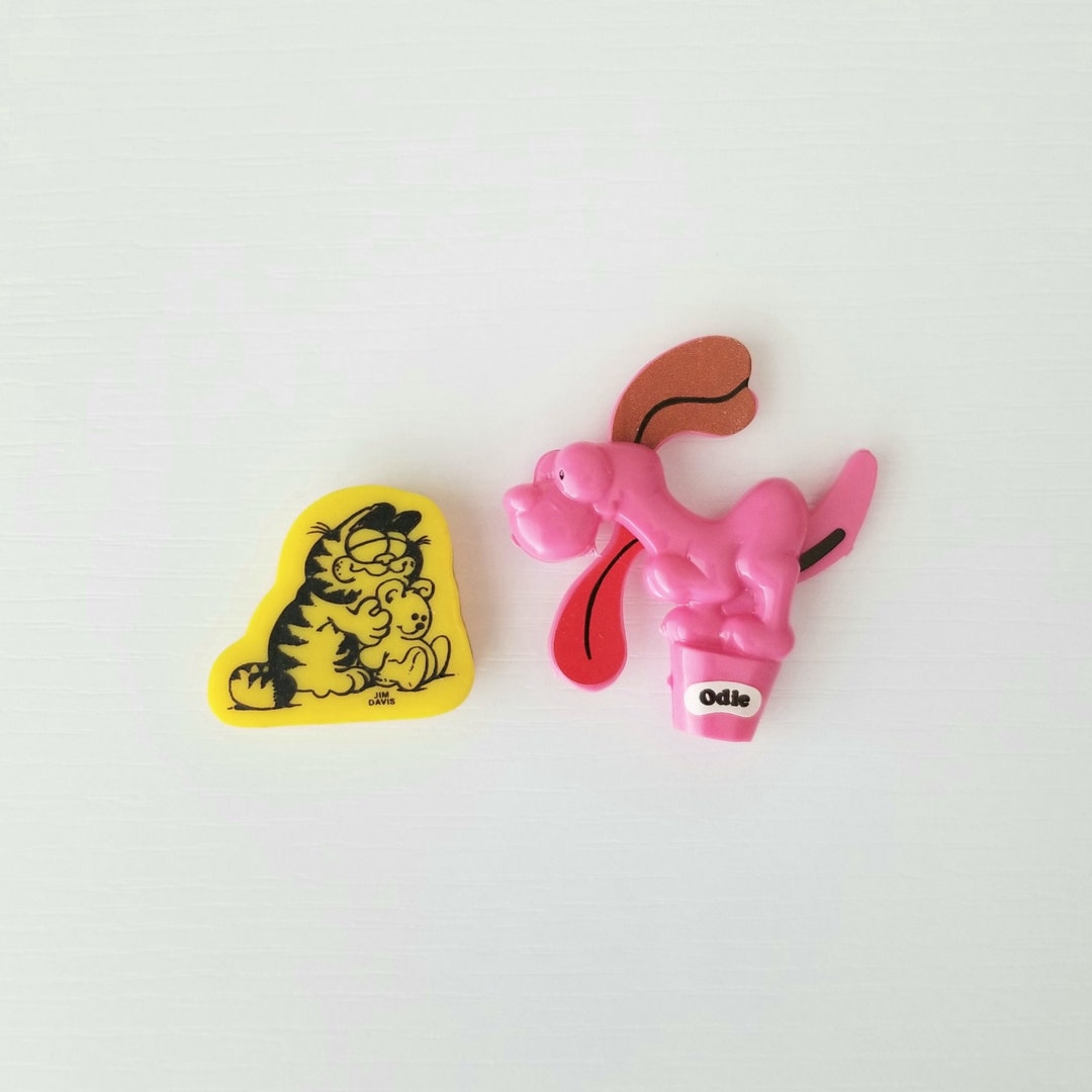 Garfield Eraser and Odie Pencil Topper, Vintage, 1970s and 1980s, Jim ...