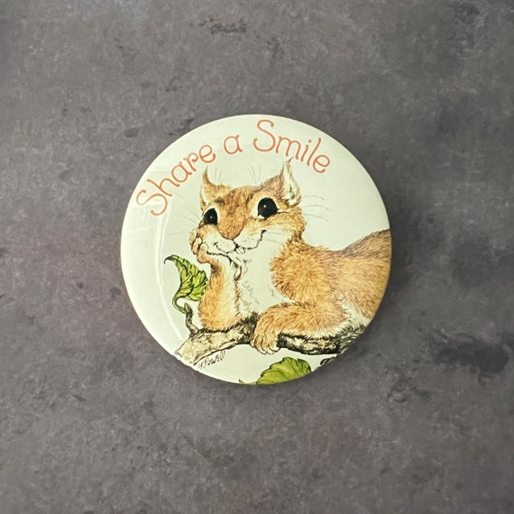 Vintage Squirrel Pin Badge, 1980's Share a Smile Pinb… - Gem