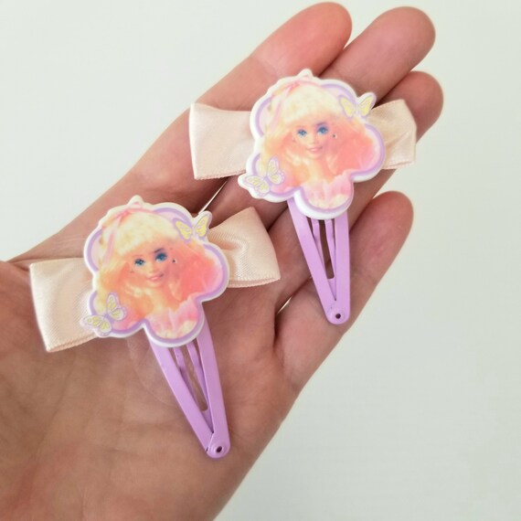 Vintage Barbie Sleepie Hair Clips 1990s Pink and Purp… - Gem