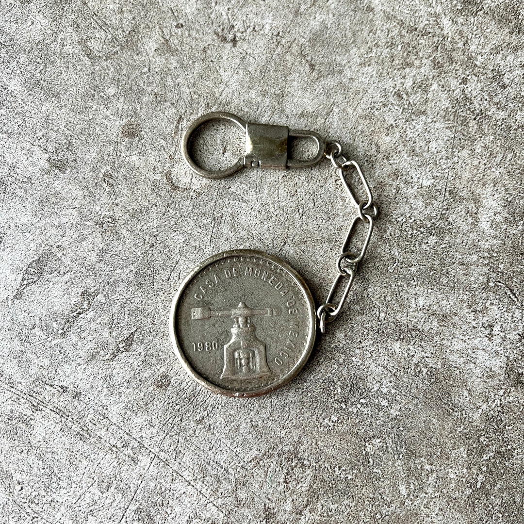 Sterling Silver Coin Keychain Casa De Moneda De Mexico, Vintage 1980 ...