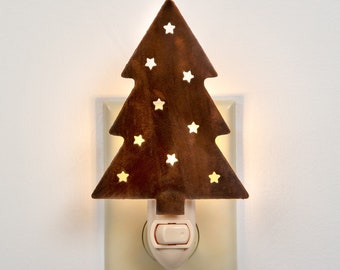Christmas Tree Night Light Genuine Sea Glass LED Night Light Christmas ...