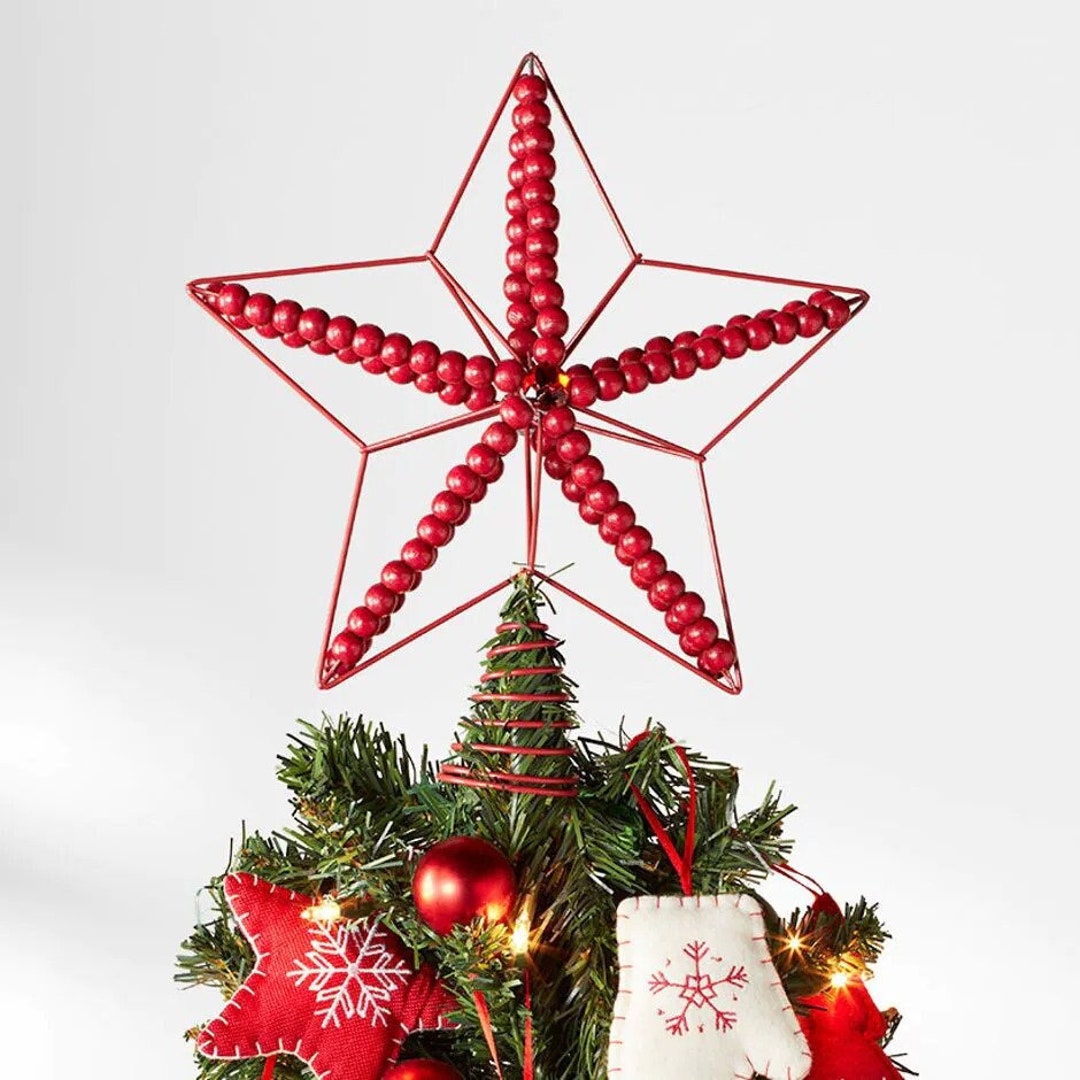 Red Beaded Star Tree Topper - Etsy