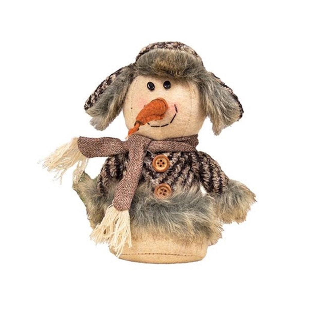 Small Plush Sitting Snowman Winter / Christmas Decoration - Etsy