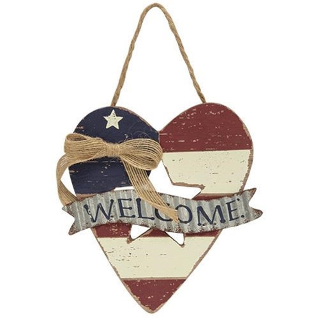 Wooden Distressed Patriotic Heart Flag - Etsy