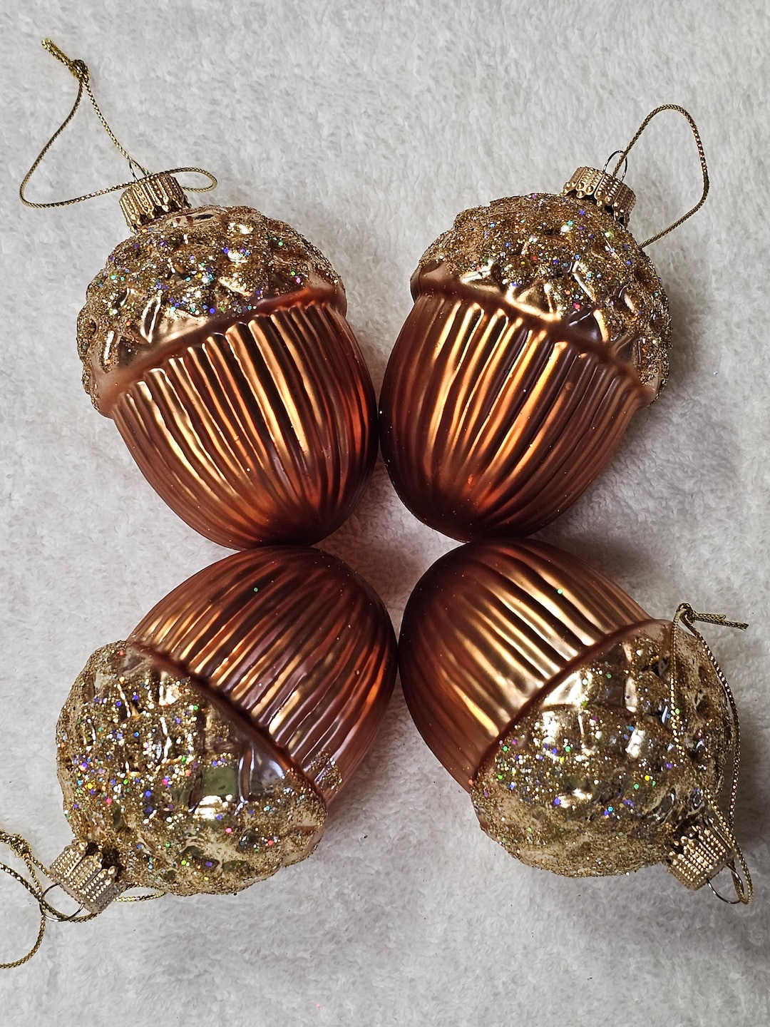Acorn Glass Christmas Ornaments Set of 4 Free USA Shipping - Etsy