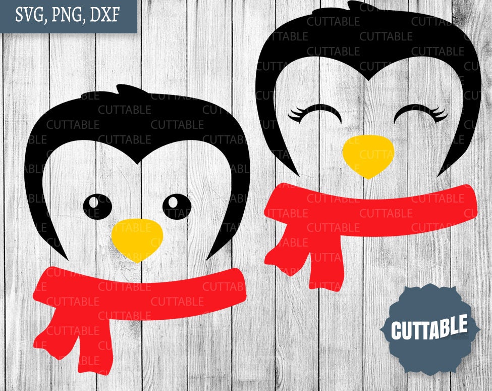 Penguin Faces SVG Files Penguin Clipart Svg Cut Outs Dxf - Etsy