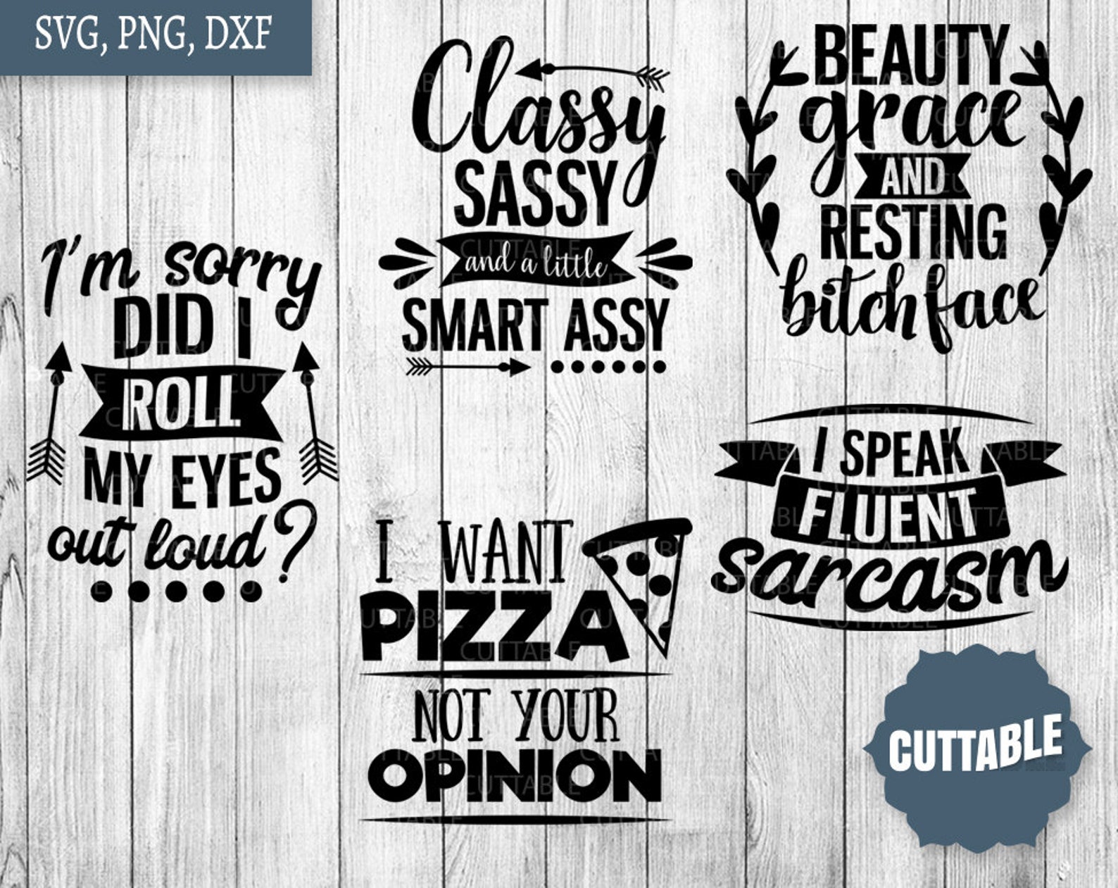 Sassy Quotes Svg Bundle Sarcastic Cut File Svg Pack 15 Sassy Etsy