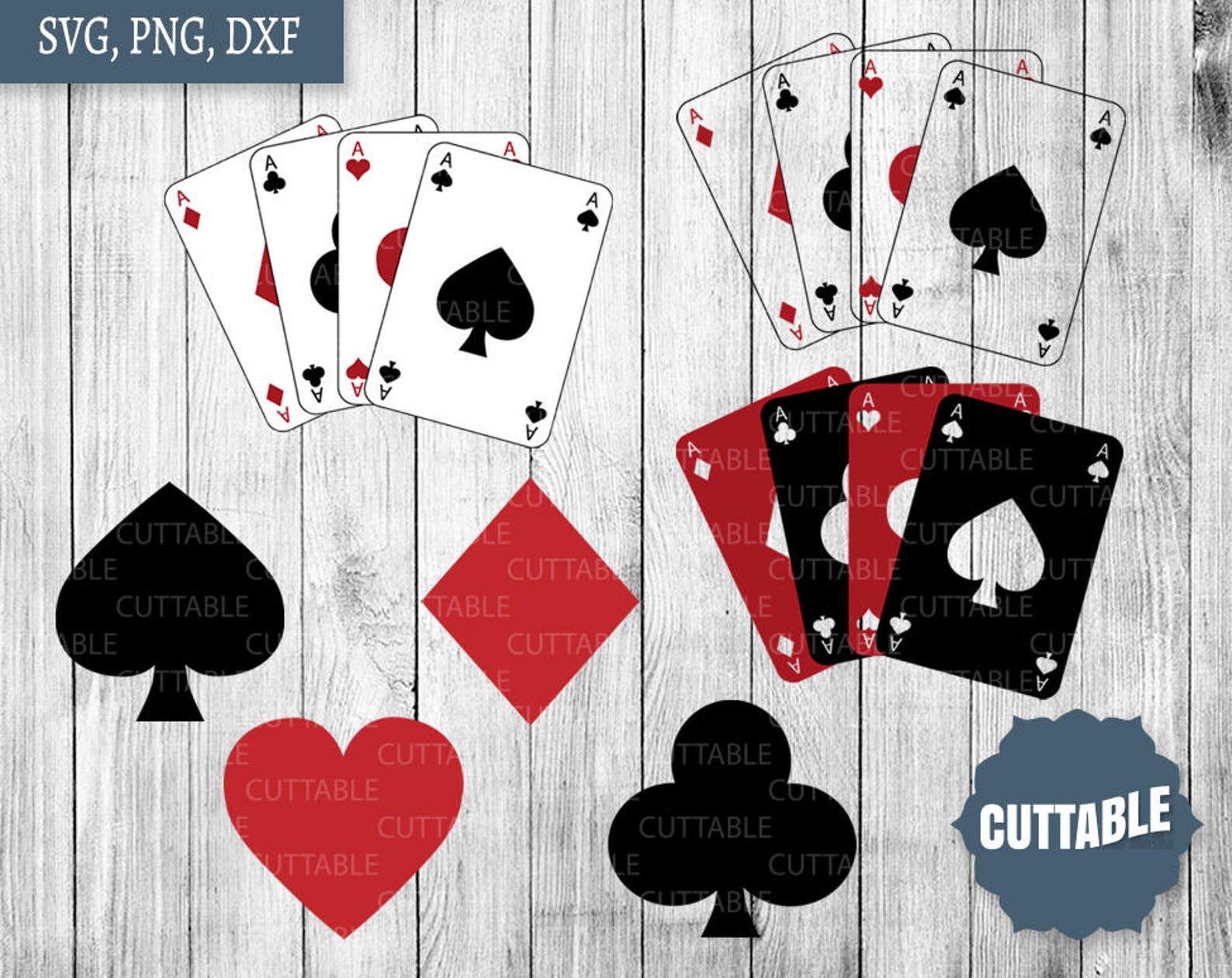 Cards Cut Svg Files SVG Print and Cut Playing Cards Card - Etsy