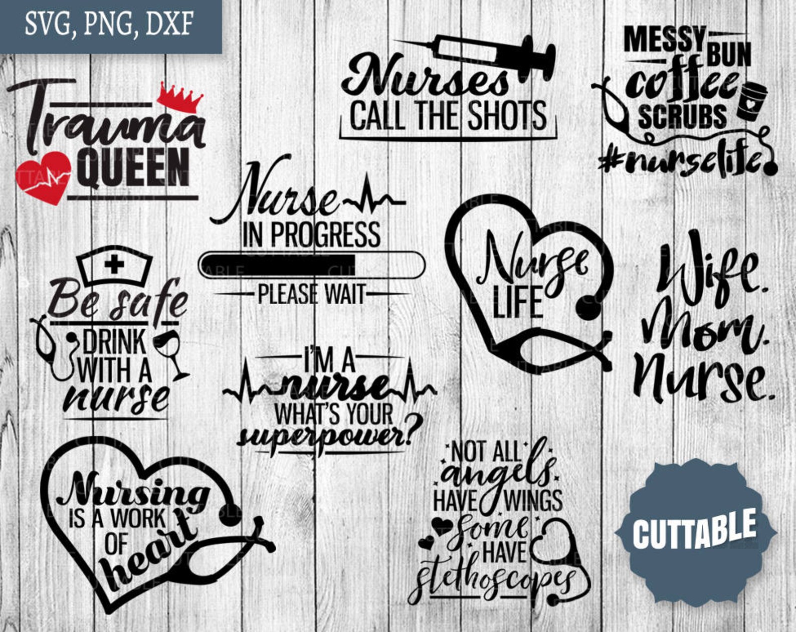 Nursing SVG Bundle Nurse Quote Svg Pack Cut Files 10 Nurse - Etsy