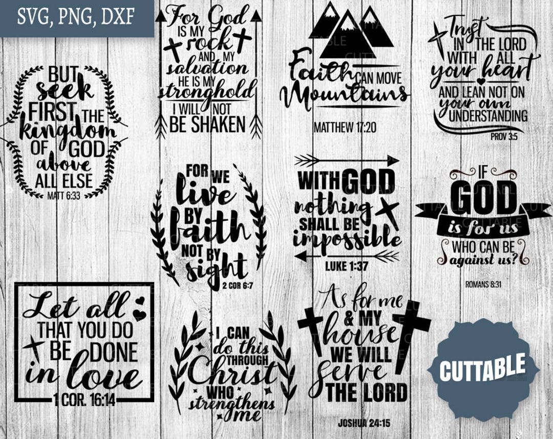 Bible Verses SVG Bundle, Bible Svg Pack Cut Files, 10 Christian Verses ...