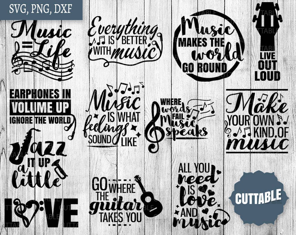 Musical SVG Bundle Music quote bundle cut files 12 musician | Etsy