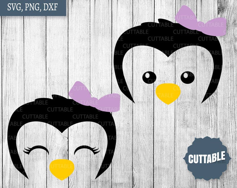 Penguin Faces SVG Files Penguin Clipart Svg Cut Outs Dxf - Etsy