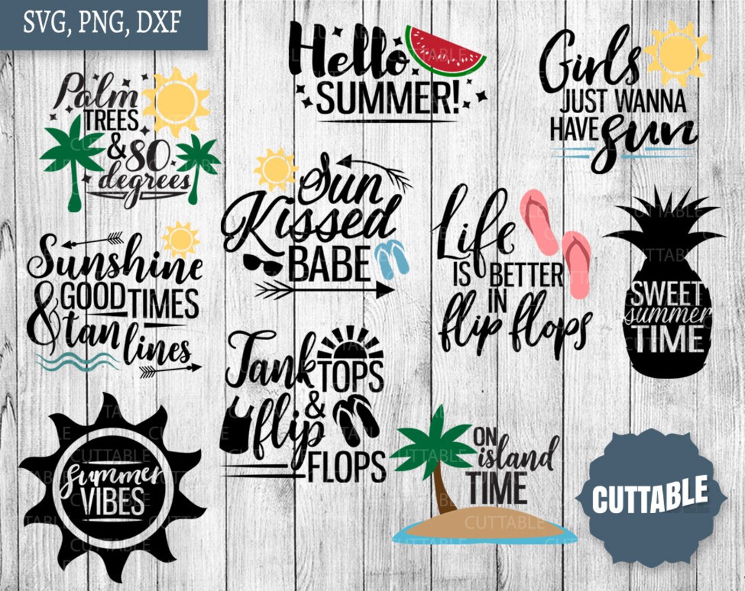 Summer SVG Bundle, Summer Time Cut Files Pack, 10 Summer Cut Files ...