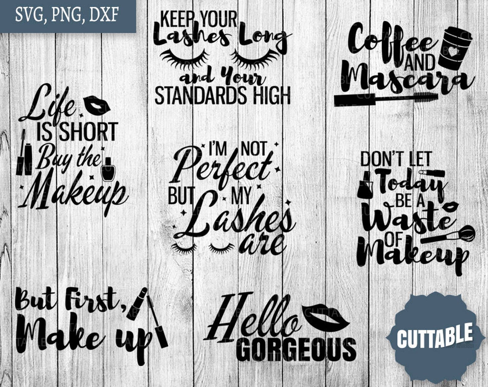 Makeup SVG Bundle Make up Quote Bundle Cut Files 12 Make up - Etsy