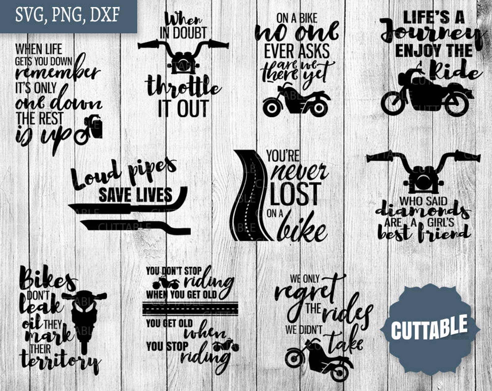 Biker SVG Cut Files Bundle, Motorbike Quote Svg Pack Cut Files, 10 ...
