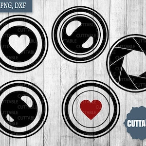 Camera Lenses Cut Svg Files, SVG Print and Cut Camera Monogram, Camera ...