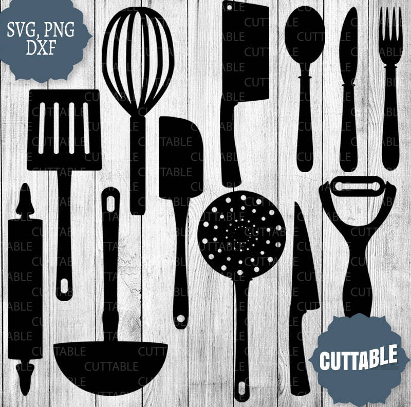Kitchen Utensil SVG Files Utensils Svg Cut Outs Dxf Knife | Etsy
