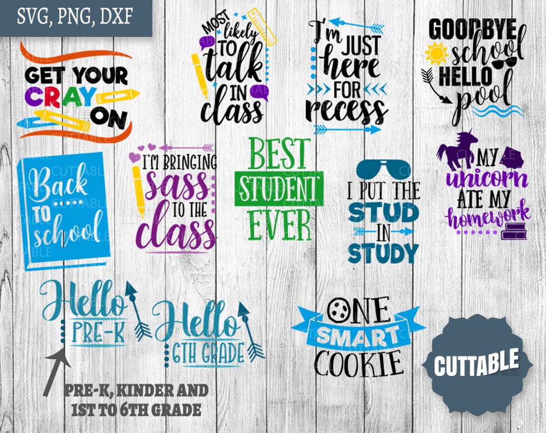 Back to School SVG Bundle, School Cut File Bundle, Fun School Quote ...