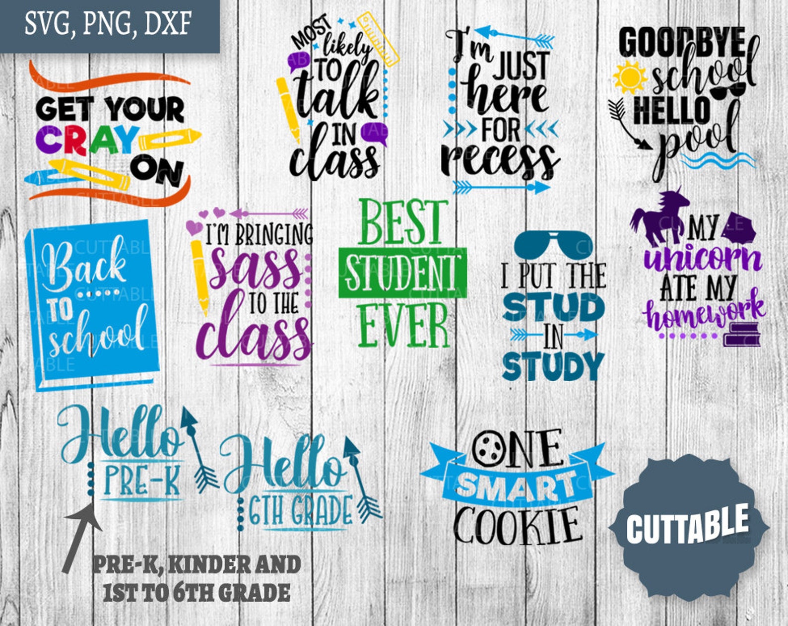 Back to School SVG Bundle School Cut File Bundle Fun School - Etsy