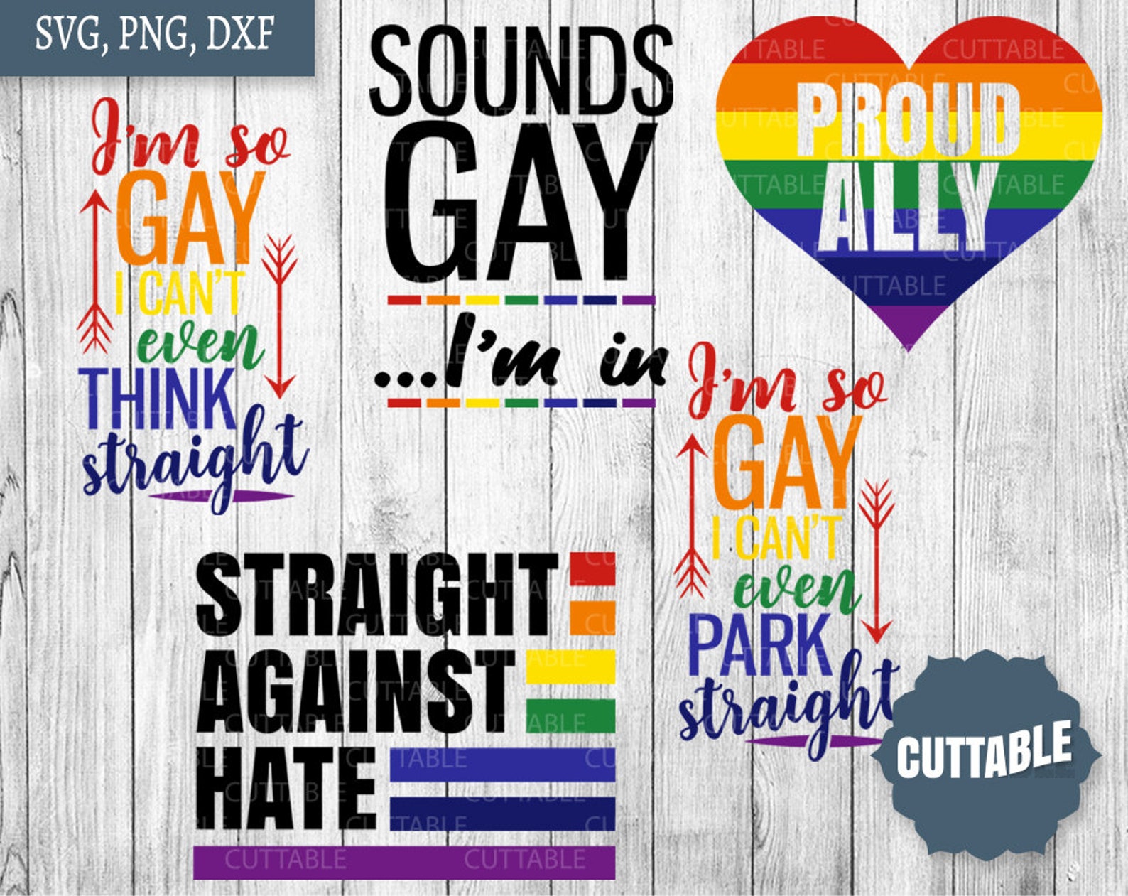 Gay Pride SVG Bundle, Gay Cut Files, 14 Funny Gay Sayings, Gay Pride ...
