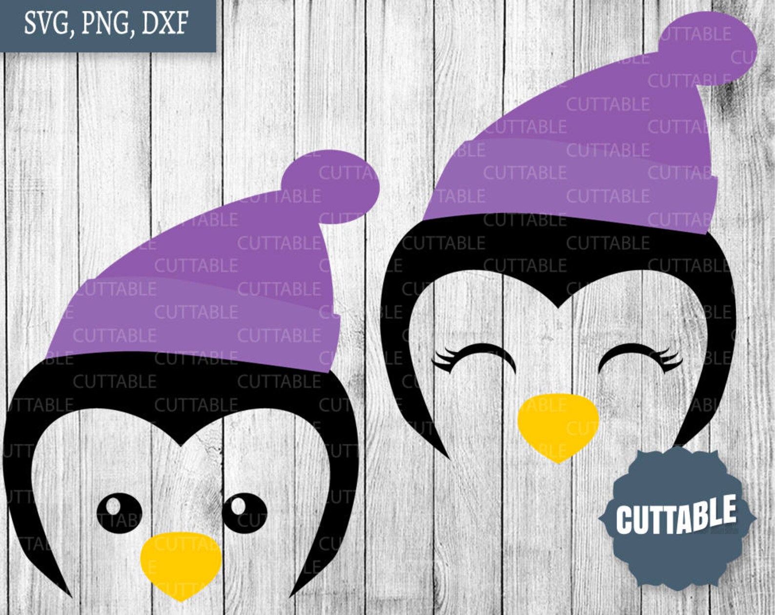 Penguin Faces SVG Files Penguin Clipart Svg Cut Outs Dxf - Etsy Finland