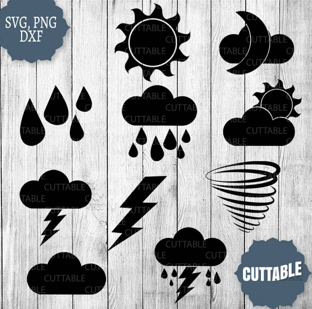 Weather SVG Files, Clour Svg Cut Outs, Dxf Weather Files, Weather Svg ...