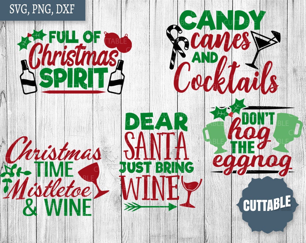 Christmas Drinking SVG Bundle, Christmas Alcohol Cut File Pack, 10 ...