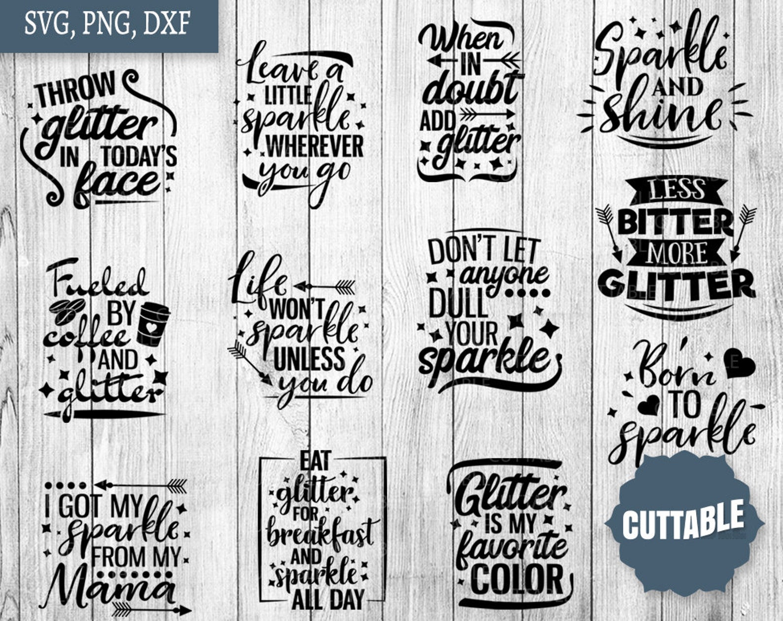 Glitter and Sparkles SVG Bundle Sparkle Svg Pack Cut Files | Etsy